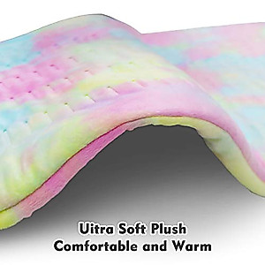 GOQOTOMO Electric Heated Pad for Back/Waist/Abdomen/Sh-oulder/Neck Pain and Cramps Relief - Moist and Dry Heat Therapy with Auto-Off Hot Heating Pad by-Rainbow