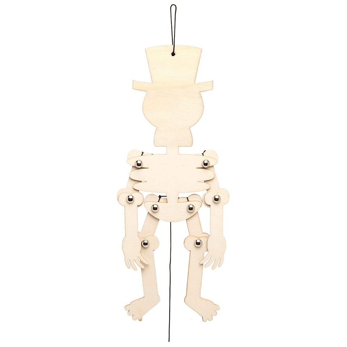 Baker Ross AT108 Wooden Skeleton Puppet Kit - Pack of 4, Wood Craft Kit for Kids Day of The Dead Arts Activities