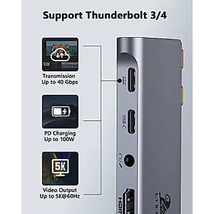 USB C Hub Adapter for MacBook Pro/Air M1M2 2022 2021 2020 13" 15" 16",Multiport MacBook Adapter MacBook Accessories with 4K HDMI,3USB3.0,Audio,100W Thunderbolt-Enabled USB-C,Support MagSafe 3 Charging