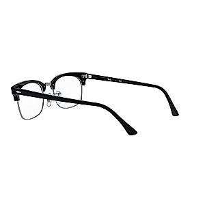 Ray-Ban RX3916VF Clubmaster Square Low Bridge Fit Prescription Eyeglass Frames, Shiny Black/Demo Lens, 55 mm