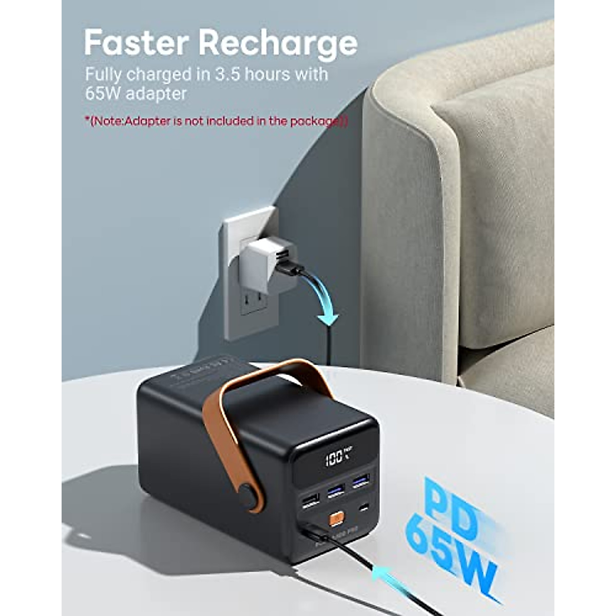 Power Bank, 50000mAh PD 65W USB C Portable Charger LED Display Fast Charging External Battery Pack Compatible with Laptop MacBook iPhone 14 13 12 Samsung S20 Google LG iPad Drone, etc. - Black