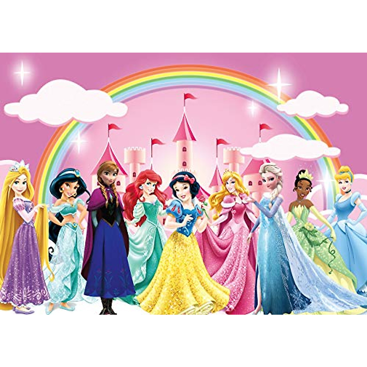 Princess Rainbow Backdrop Dreammy Pink Castle Shining Photography Background Girl Children Baby Shower Birthday Party Decoration Photo Studio Booth Props 7x5FT