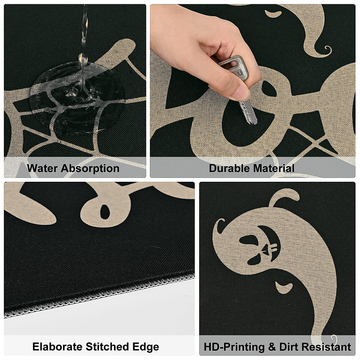 2 Pcs Halloween Kitchen Rugs Mat, Personalized Ghost Bat Horror Black Area Rug Set of 2 Washable, Non-Slip Absorbent Cartoon Boo Spooky Kitchen Mats Cushioned Anti Fatigue, 17'' x 47'' + 17'' x 30''