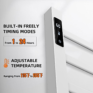 Towel Warmer Rack with Timer and Temperature Control Electric Heated Freestanding Towel Heater with Overheat Protection for Bathroom Rack with 8 Bars