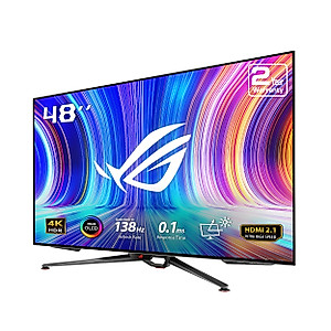 ASUS ROG Swift 47.5” 4K OLED Gaming Monitor (PG48UQ)- UHD (3840 x 2160), 138Hz, 0.1ms, HDMI 2.1, True 10 bit, DCI-P3 98%, G-SYNC Compatible, DisplayPort, USB, Console Ready, Remote Control, Anti-Glare