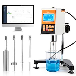 Bonvoisin Digital Rotary Viscometer 10-100,000mPa.S Digital Lab Rotational Viscosity Meter +-3% Accuracy Fluidimeter Tester Meter with 4 Rotors and Temperature Probe 110-240V(NDJ-5S)