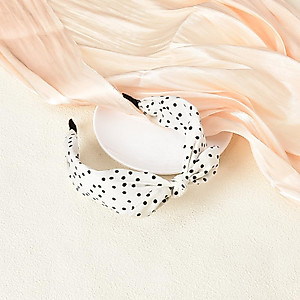 Kilener Rabbit Ears Headband for Women in White Polka Dot Material, Non Slip, Vintage, Hair Styling, Hairband, Ideal Gift Choice