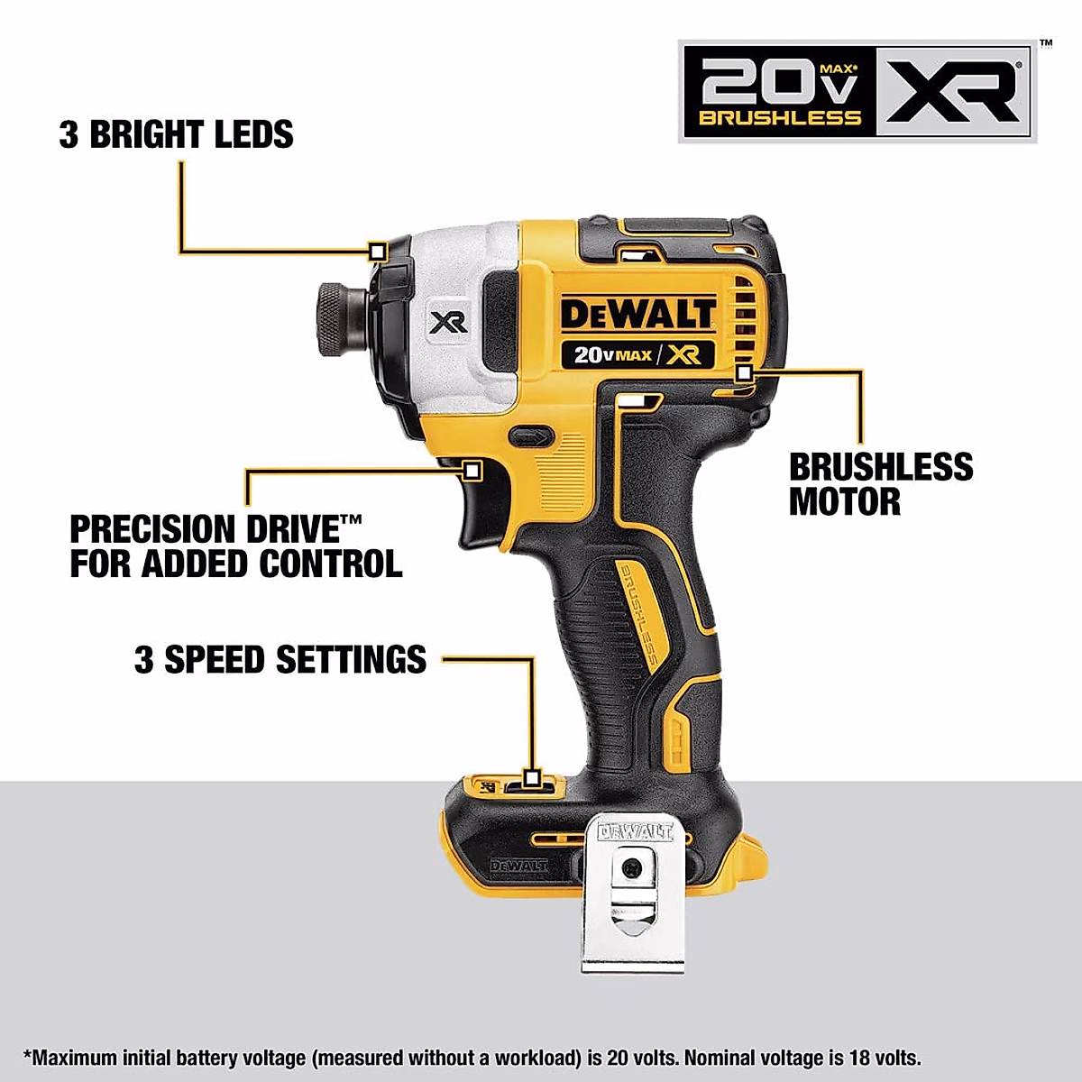 DEWALT 20V MAX* XR Cordless 4-Tool Combo Kit 4 TOOL COMBO KIT (DCK449E1P1)