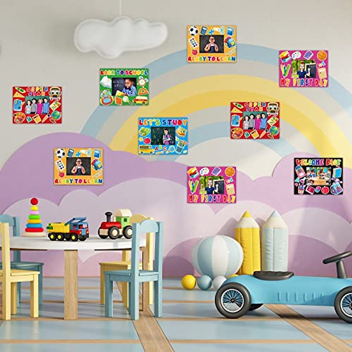 24 Pcs Welcome Back to School Picture Frame Kindergarten DIY Craft Picture Frame School Photo Frame Craft Kits for Kids Preschool Party Decoration Arts Craft Elementary Classroom Game Activities