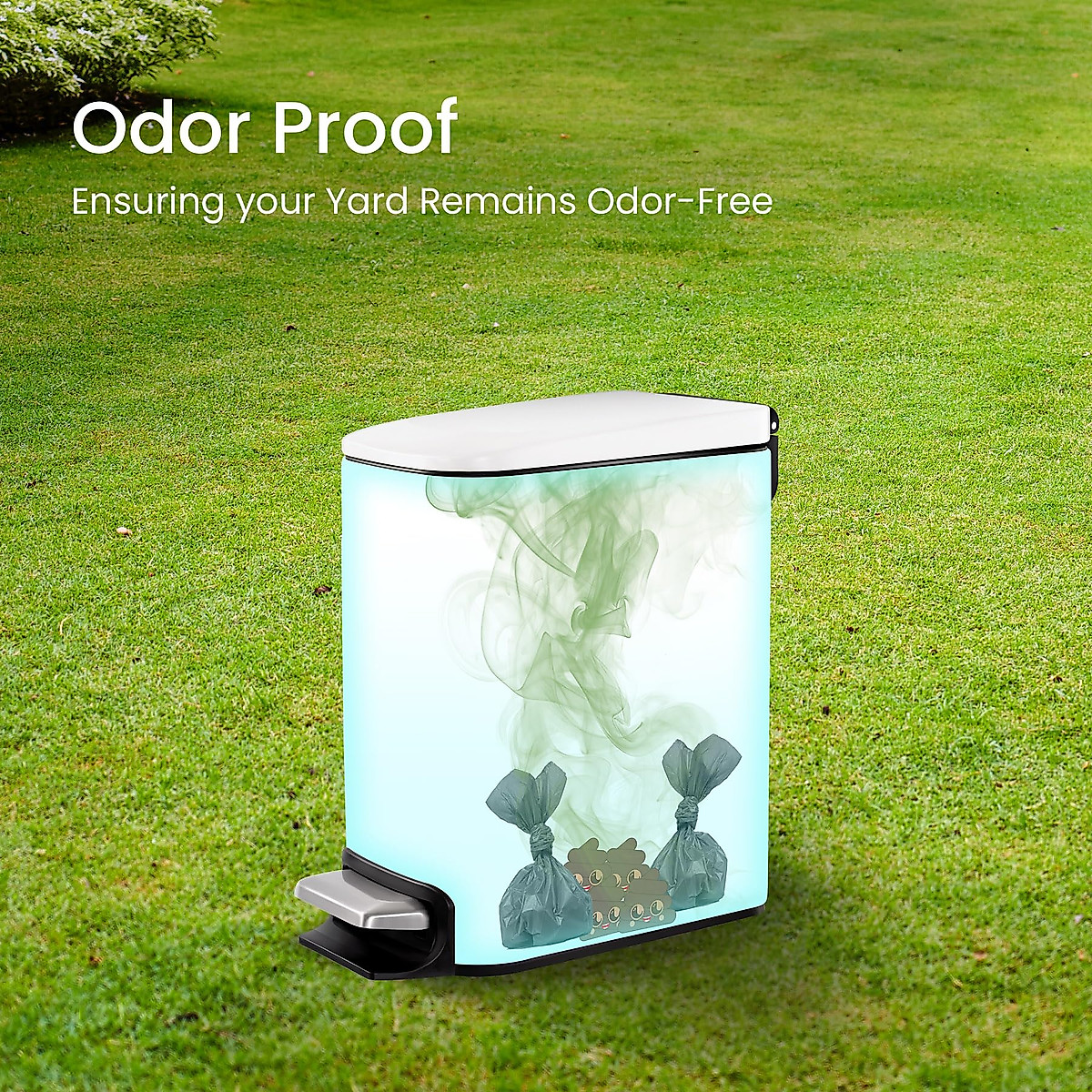 Cesun Bathroom Trash Can with Lid, 1.6 Gallon Small Metal Garbage Can with Foot Pedal, Slim Waste Basket for Bathroom, Office, Bedroom, Laundry, White