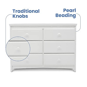 Delta Children Emerson 6 Drawer Dresser, Greenguard Gold Certified, Bianca White