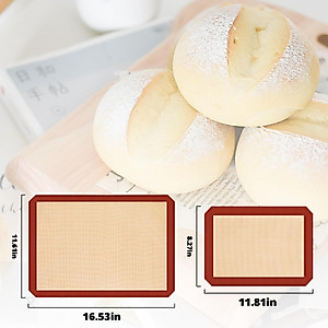 Silicone Baking Mats, 3 Pack Non-Stick Mats for Baking, Silicone Baking Mats Cookie Sheet, Easy Clean & Reusable Oven Baking Sheet for Making Cookies, Macaroons, Bread
