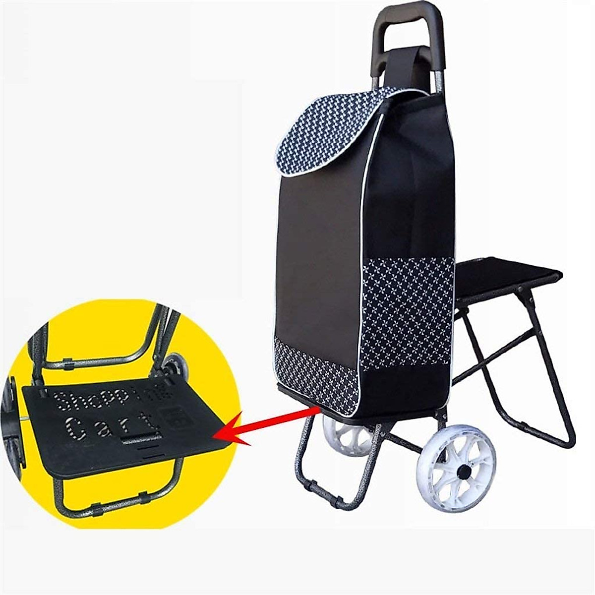 Shopping Trolley on Wheels Multi Function Shopping Cart Trip Elderly Climbing Stairs Cart Supermarket to Buy Food with Seat Bearing Crystal Single Wheel Lever Car Trolley Storage Hand Trucks,#1 ,S