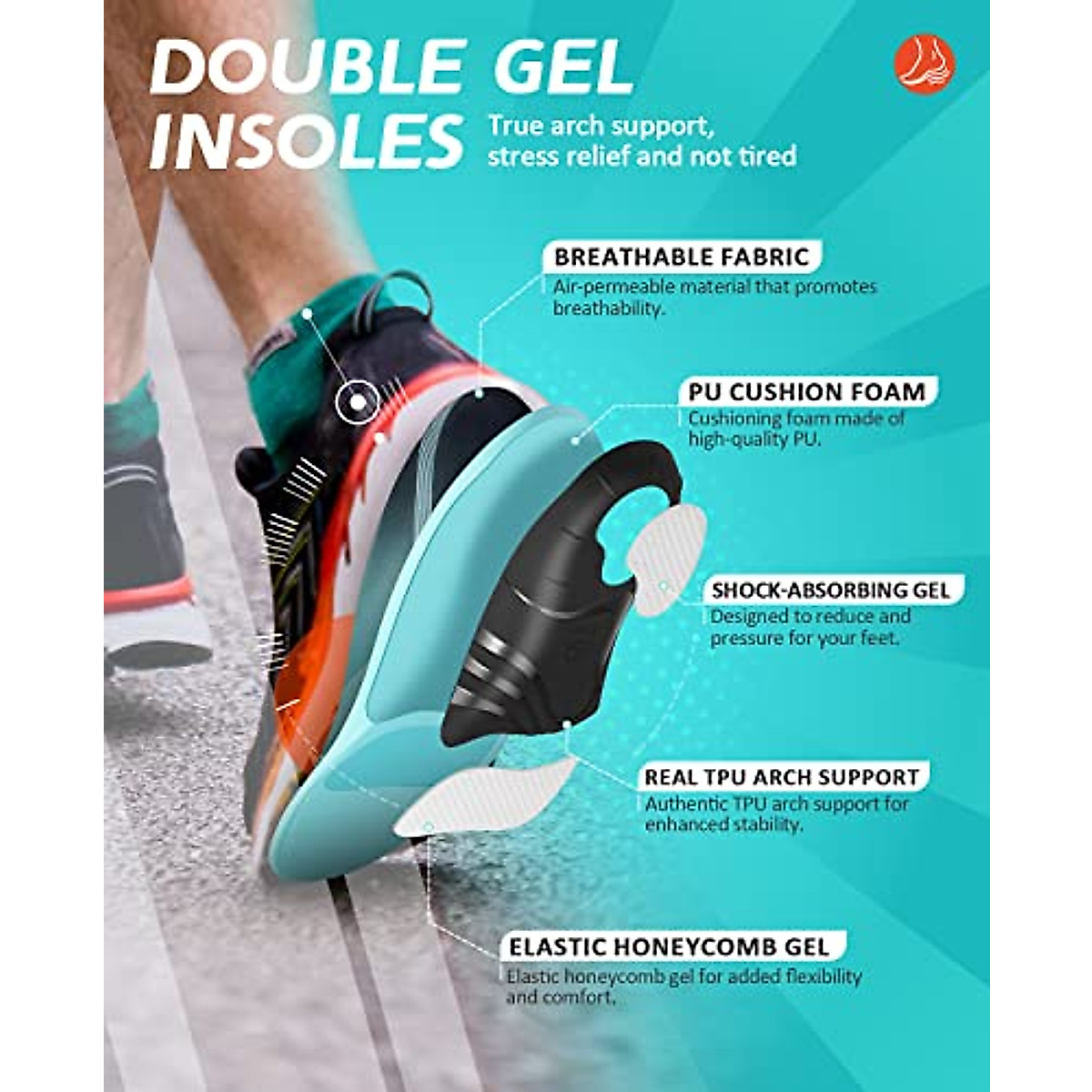 TANSTC High Arch Support Insoles for Shoes - Reduce Foot Pain, Improve Balance, and Provide Shock Absorption