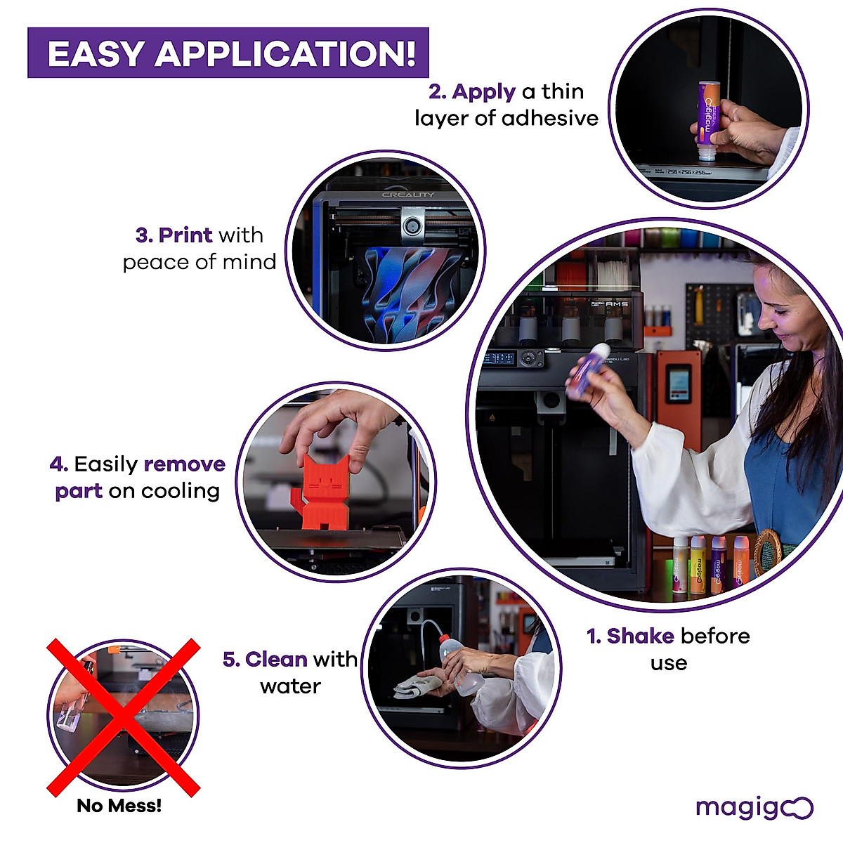Magigoo - MPA2019 3D Printer Adhesive Glue - Long-Lasting and Reduces Warping for Nylon Filaments on Flex Plate, Glass, PEI, Buildtak & Kapton - 3D Printing Accessories, Supplies, and Materials (50mL)
