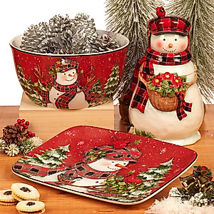 Certified International Christmas Lodge Snowman 3-D Cookie Jar, 96 oz, Multicolor