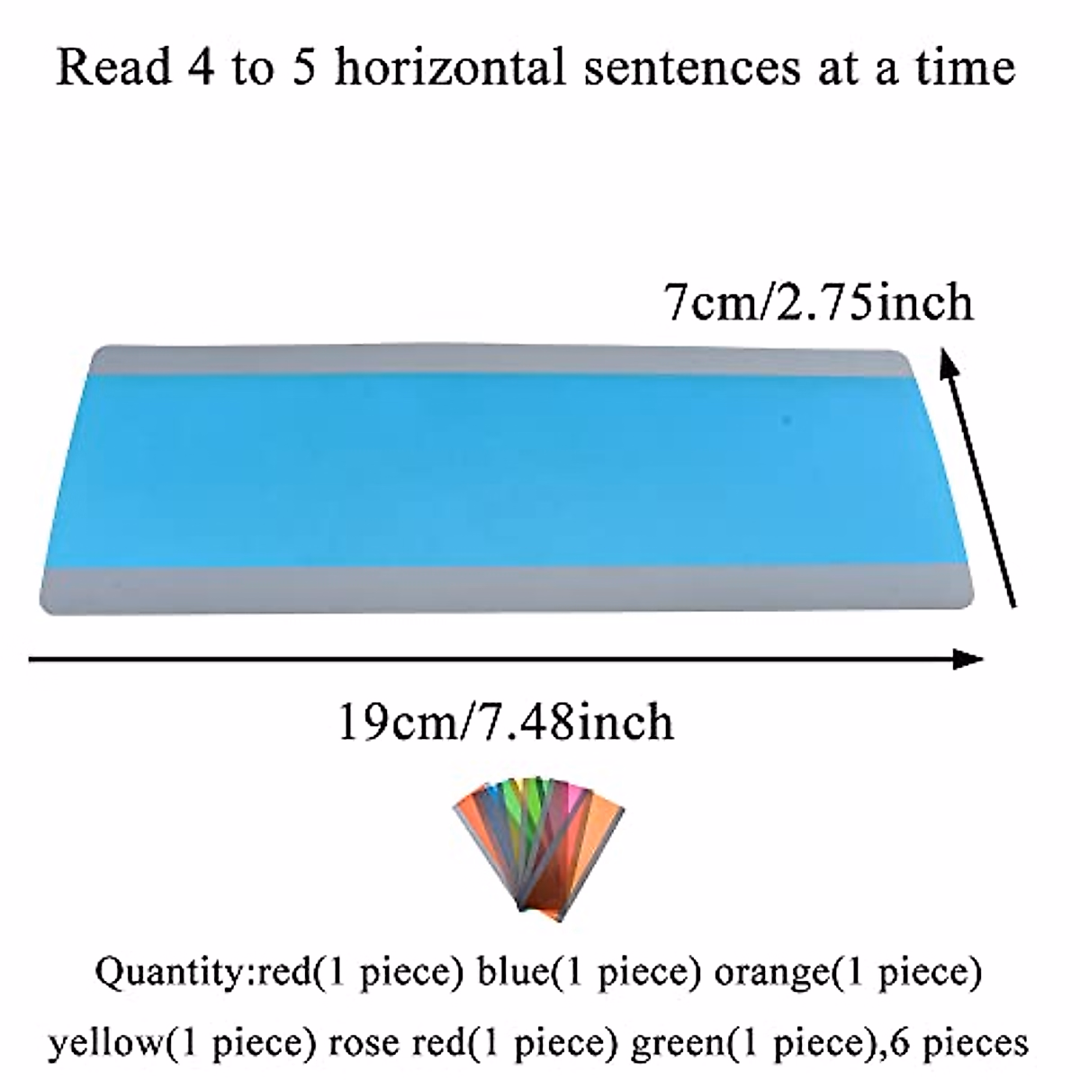 Acoeitl Guided Reading Highlight Strips Colored Overlay Bookmarks Tracking Rulers Focus Words Stop Jump Fun to Read Keep Sentence Organized Relax Eyes Reduce Glare for Dyslexia Student 6 Colors 6Pcs
