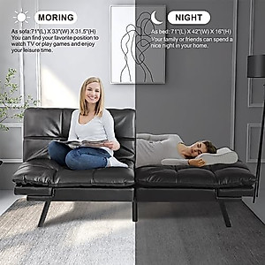 MUUEGM 267PU-BK-222 Sofabed, Medium, Black-Update