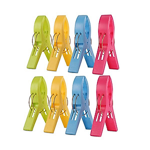 KSPOWWIN 8 Pack BeachTowel Clips Fashion Color Chair Clips for Beach Chair on Your Cruise-Jumbo Size Plastic Chair Towel Clips Clamp Holder-Keep Your Towel from Blowing Away,Clothes Lines