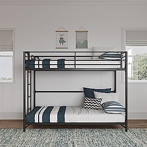DHP Daven Easy Assembly Kids Bunk Bed, Twin Over Twin, Black