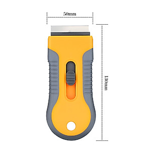 Mnixy Cleaning Tool Scraper with 5 Spare Replacement for Ceramic hobs Glass Oven Door, 11.55cm, Yellow