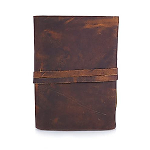 Burhano crafts vintage leather journal with key leather bound journal key closer Antique Handmade Deckle Edge Vintage Paper Leather Book of shadows - perfect for writing (8x6)
