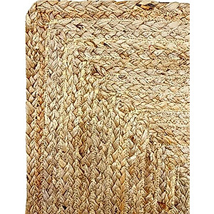 KEMA 2x3 Feet Handwoven Jute Braided Area Rug, Natural Yarn - Rustic Vintage Braided Reversible Rectangular Rug- Eco Friendly Rugs for Bedroom, Kitchen, Living Room, Farmhouse