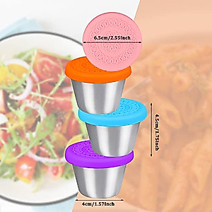 12Pcs Salad Dressing Container To Go 2.5oz Stainless Steel Condiment Containers with Lids Reusable Small Dipping Sauce Cups Set Fits in Bento Box Lunch Box Picnic Travel Easy Open, Leakproof