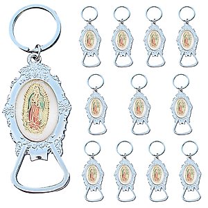 12 Pcs Our Lady of Guadalupe Bottle Opener Keychain Baptism Favor First Communion Gift Recuerdos de Bautizo