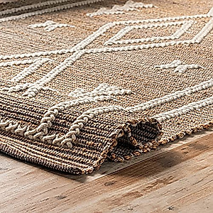 nuLOOM Ricki Hand Woven Tribal Flatweave Area Rug, 8' x 10', Natural
