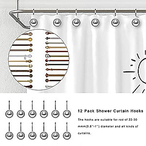 Shower Curtain Hooks, Set of 12 Chrome Shower Curtain Rings, Rust-Resistant Shower Hooks for Bathroom Shower Rod Curtains, Decorative Shower Curtain Hooks