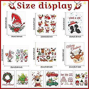 12 Sheets Christmas Iron on Transfer Hippie Iron on Vinyl Stickers Crafts Cute DIY Decal Patch Colorful Heat Transfer Sheets Xmas Appliques Gnome Cars Vinyl Paper for Women Men Supplies (Gnome Style)