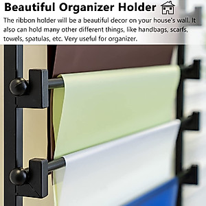 Craft Room Ribbon Holder Organizer Rack Ribbon Holder Organizer Rack, Wall Mount Scarf Storage Hanger with Removable Horizontal Bar and Bracket, Metal Vinyl Roll Shelf 10 Tier Easy to Install (Size :