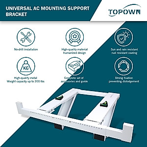 TOPOWN Air Conditioner Support Bracket, AC Support Bracket Window Ac Bracket No Drilling Ac Brackets for Windows No Drilling-Holds Up to 200 lbs