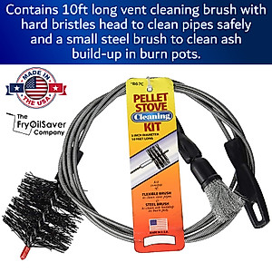 Pellet Stove & Dryer Vent Cleaner Kit, 10Ft. Flexible Long Dryer Vent Cleaner, Lint Remover, Steel Chimney Brush, Ideal Cleaning Kit for Pellet Wood Stove, Chimneys, Dryer Vent by FryOilSaver Co. B67C
