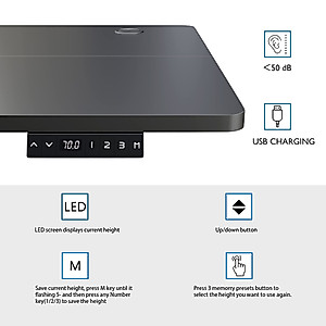 Walsunny Electric Height Adjustable Standing Desk, 63 x 24 Inches Splice Board, Sit Stand Up Computer Table with Memory Preset Controller for Home, Office,Black Frame/Black Top