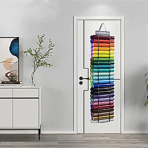 Vinyl Storage Organizer,Vinyl Roll Holder Wall Mount with Door Hooks,Hanging Organizer Storage with 48 Roll Compartments for Craft Room,Door,Closet (52 Grey)