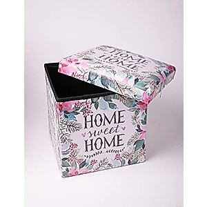 HONCOEN Folding Ottoman Footrest Keepsake Box Modern Decor Gifts Home Statue Sculpture Leather Footstool Arts Crafts 13x13inch