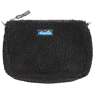 KAVU So Fleecy Crossbody Bag Sherpa Rope Strap Purse-Jet Black