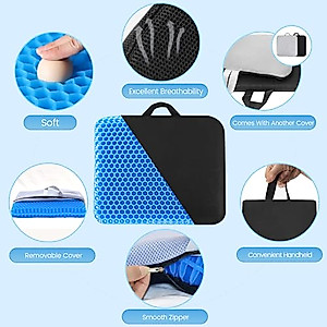 XSIUYU Extra-Large Gel Seat Cushion, Breathable Honeycomb Design Chair Cushions, Tailbone Pain Relief Egg Seat Cushion Butt Pillow, Chair Cushion for Office Chair Car Wheelchair Home Desk Chair