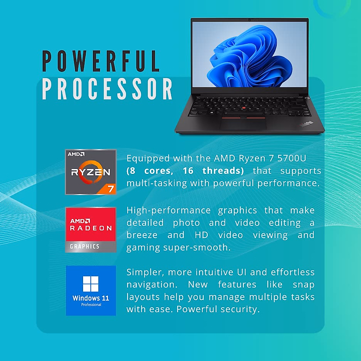 Lenovo Thinkpad E14, 14" FHD Business Laptop, AMD Ryzen 7 5700U(Beat i7-1195G7, 8 Cores, up to 4.3 Ghz), 16GB DDR4 RAM, 512GB PCIe SSD, BT 5, Dolby Audio, Long Battery Life, Windows 11 Pro, Black