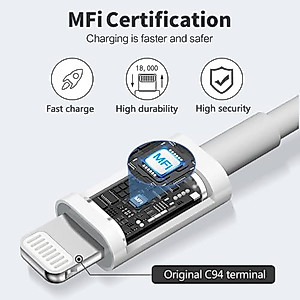 [Apple MFi Certified] iPhone Fast Charger, 35W Dual USB-C Power Adapter PD 3.0 Foldable Wall Charger with 6FT USB-C to Lighitning Cable for iPhone/iPad/AirPod,USB-C to C Cable for Samsung/Huawei/Pixel