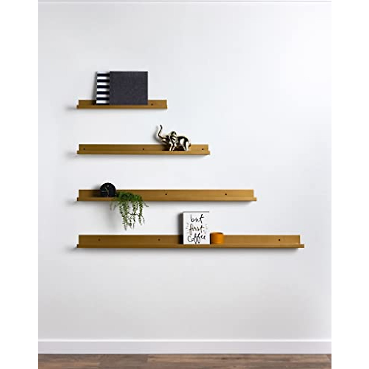Infinite Design Floating Metal Wall Shelf – Minimalist Premium Floating Shelves Made in USA | Easily Mounted, Perfect Floating Shelf for Your Living Room, Kitchen, Bathroom or Bedroom | Gold, 36 Inch