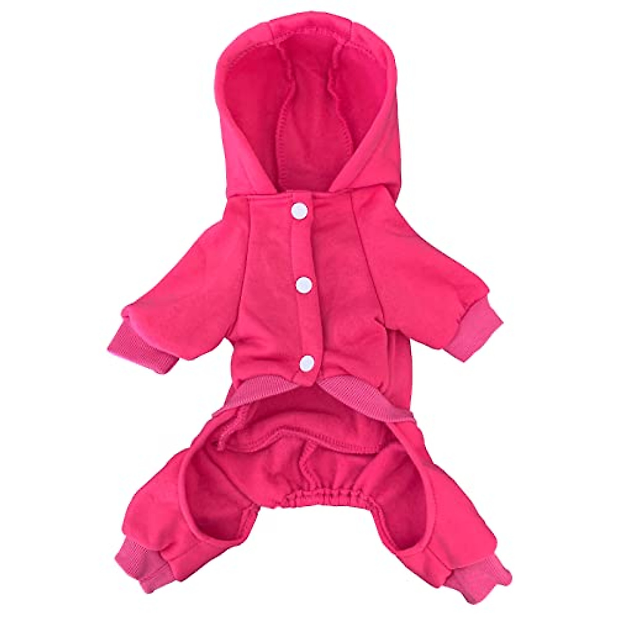 Izefia Dog Hoodie Dog Hoodies with Pocket Clothes 4 Legs Jumpsuit Fleece Sweater Winter Sweat Shirt Warm Cotton Dog Hoodie for Small Dog Medium Large Dog Cat Magenta M