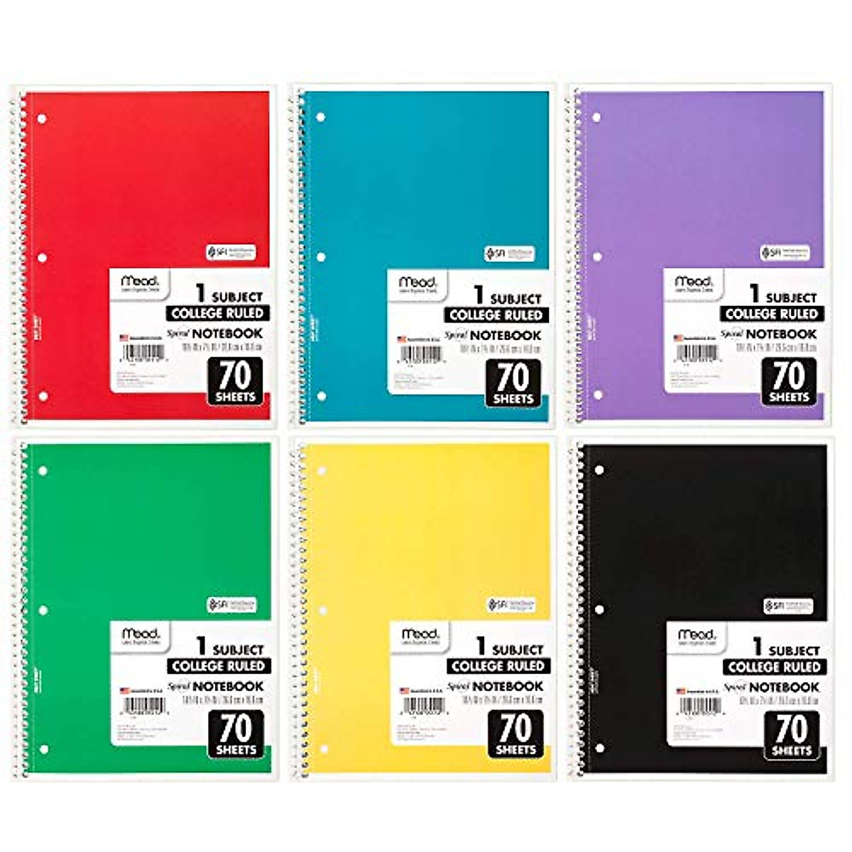 Mead Spiral Notebook, Pack of 18, 1 Subject College Ruled Spiral Bound, Pastel Color School Notebooks Included, 70 Pages…