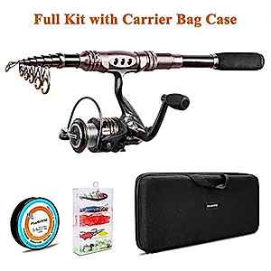 PLUSINNO Fishing Rod and Reel Combos, 102Pcs Fishing Lures,Saltwater Freshwater Resistant Fishing Gear