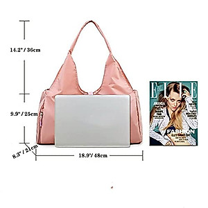 Sports Gym Bag with Shoes Compartment, for Women Swim Yoga Dry Wet Separated Gym Bag, Lightweight Foldable Travel Bag for Outdoor Camping