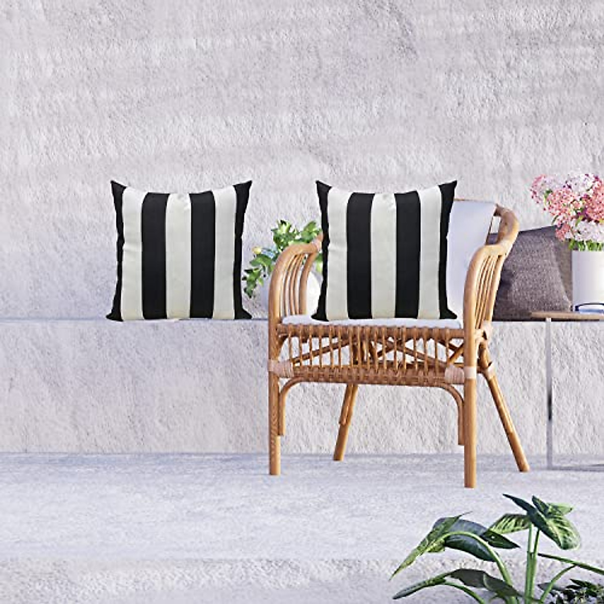 Alonar Outdoor Pillow Covers Set of 2 Farmhouse Decorative Throw Pillows Covers 18x18 inch Black and White Cushion Case Home Decor for Living Room Couch Chair Sofa Home Decor