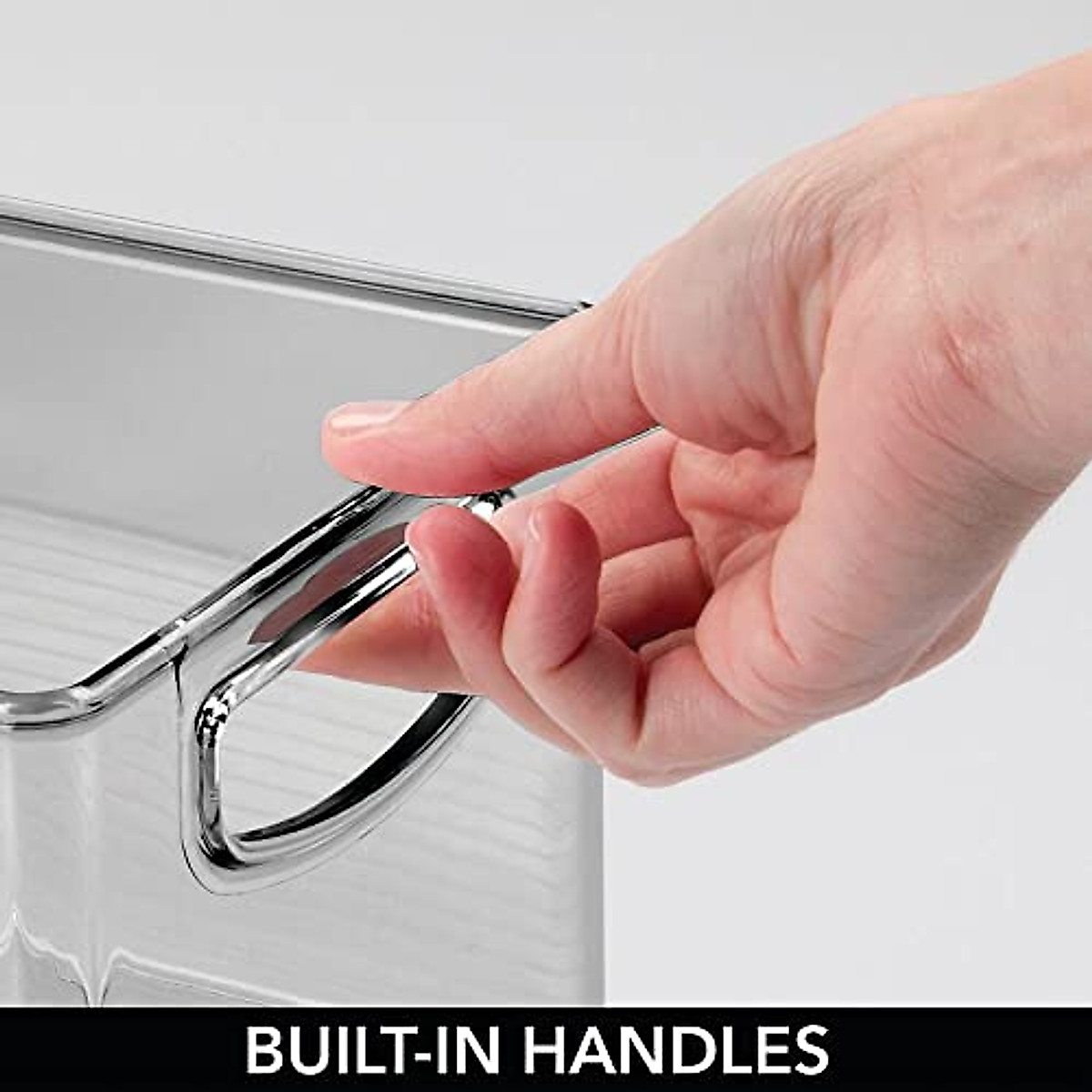 mDesign Plastic Video Game and DVD Storage Organizer - Game and Movie Disc Holder Bin with Handles for Home Media Console Stand and Closet Shelf - Ligne Collection - 8 Pack - Smoke Gray