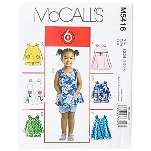 McCall's Patterns M5416 Toddlers' Tops, Dresses and Shorts